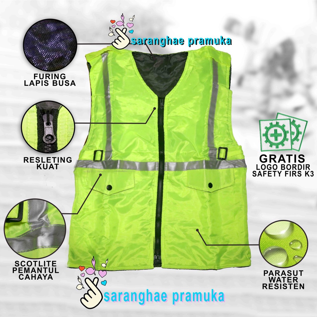 Jual Rompi Proyek Safety K3 Hijau Rompi Parkir Rompi Motor Rompi Jukir ...