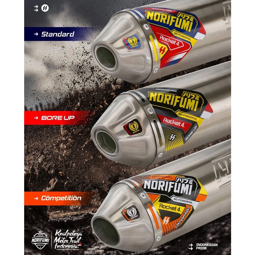 Jual Knalpot NORIFUMI ORIGINAL ROCKET 4 SS CRF KLX DTRACKER 150 WR 155 ...