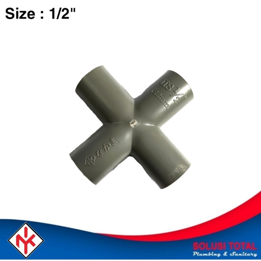 Jual Cross Tee PVC 1/2" - Straight Tee 4 Way 22mm Abu-abu Nakama JP ...