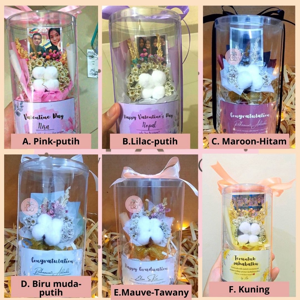 Jual Buket tabung mika| Dried flower tube | Mini Bouquet in Cylinder ...