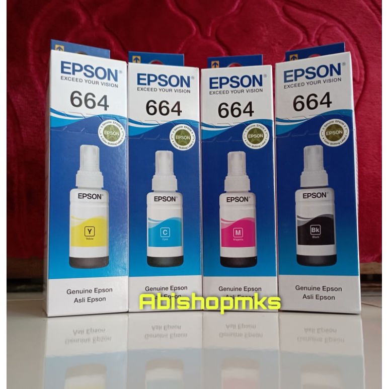 Jual TINTA EPSON 664 1SET 4WARNA Bk,M,C,Y L120,L210,L220,L360,L405,L1300,L1455 | Shopee Indonesia
