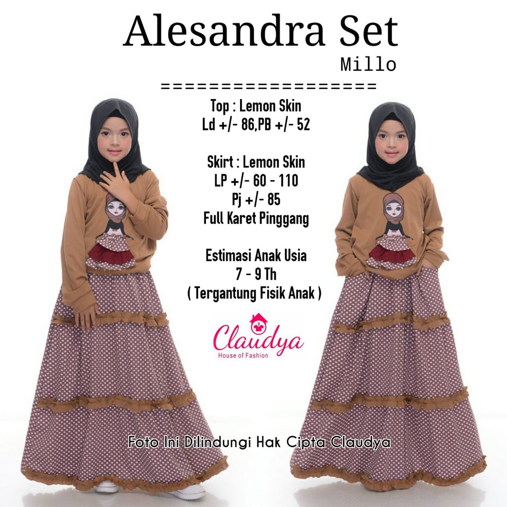 Jual Alesandra Set Kids By Claudya | Suplier Hijab Solo| Grosir | Shopee Indonesia