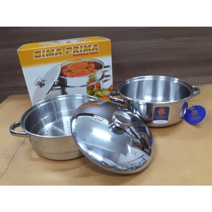 Jual Bima Panci Steamer 24cm 26 Cm Kukus Tim 2 Tingkat Susun B2007024ss B2007026ss Saucepot ...