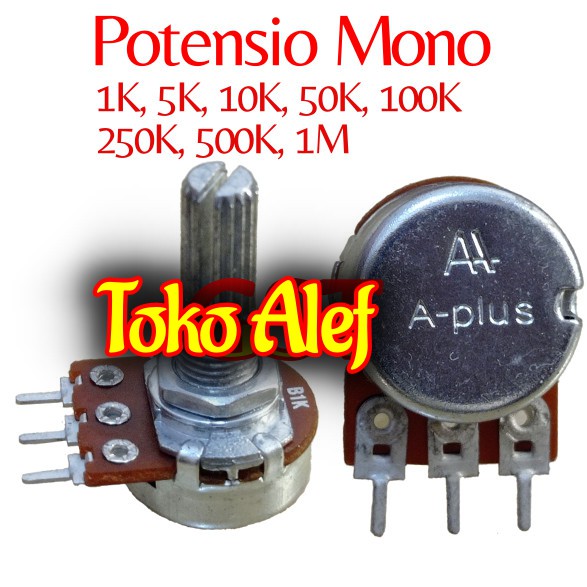 Jual 5Pcs potensio mono stereo A plus 1k 5k 10k 50k 100k 250k 500k 1m ...