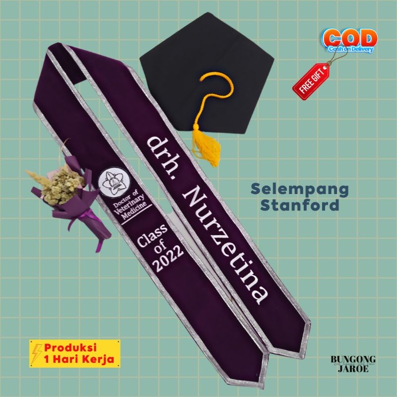 Jual SELEMPANG LEHER WISUDA ALA STANFORD | SORONITY GRADUATION STOLE ...