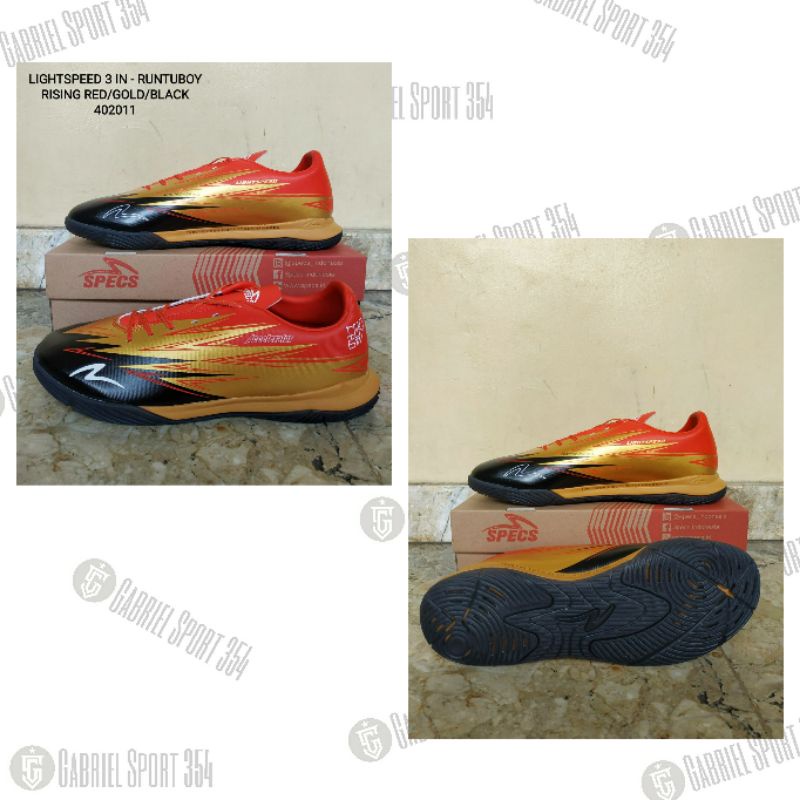 Jual Sepatu Futsal Specs Lightspeed 3 IN - Runtuboy Rising Red Gold ...