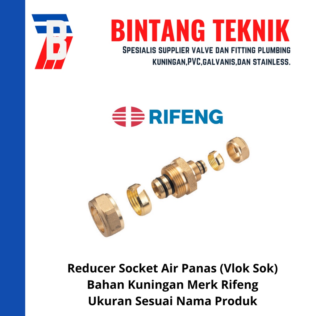 Jual Reducer Socket Air Panas 1" (2025) x 1/2" (1216) Kuningan Rifeng ...