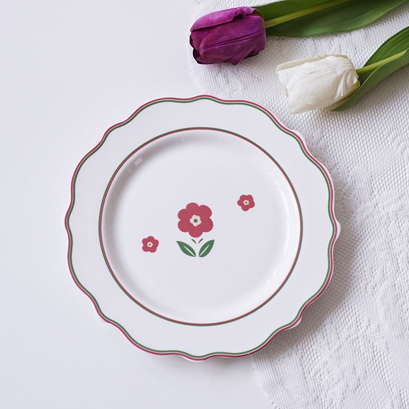 Jual Retro Aesthetic Flower Plate / Piring Korea Keramik Retro Style ...
