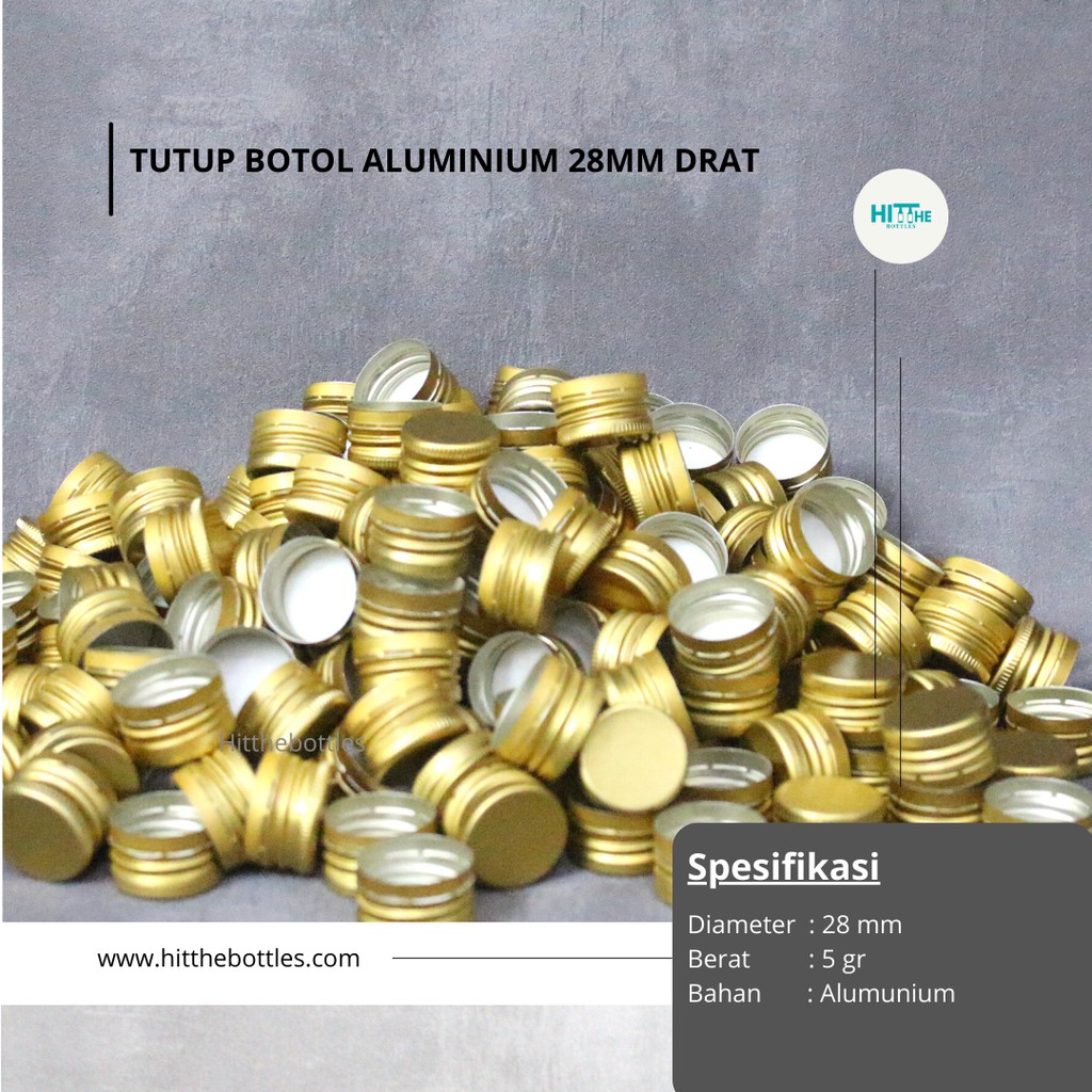 Jual HITTHEBOTTLES TUTUP BOTOL ALUMINIUM 28 MM DRAT GOLD | Shopee Indonesia