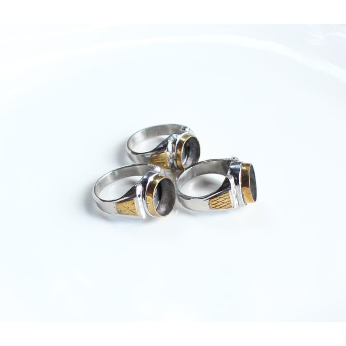 Jual Emban cincin akik monel dua warna tanam size batu kecil | Shopee ...