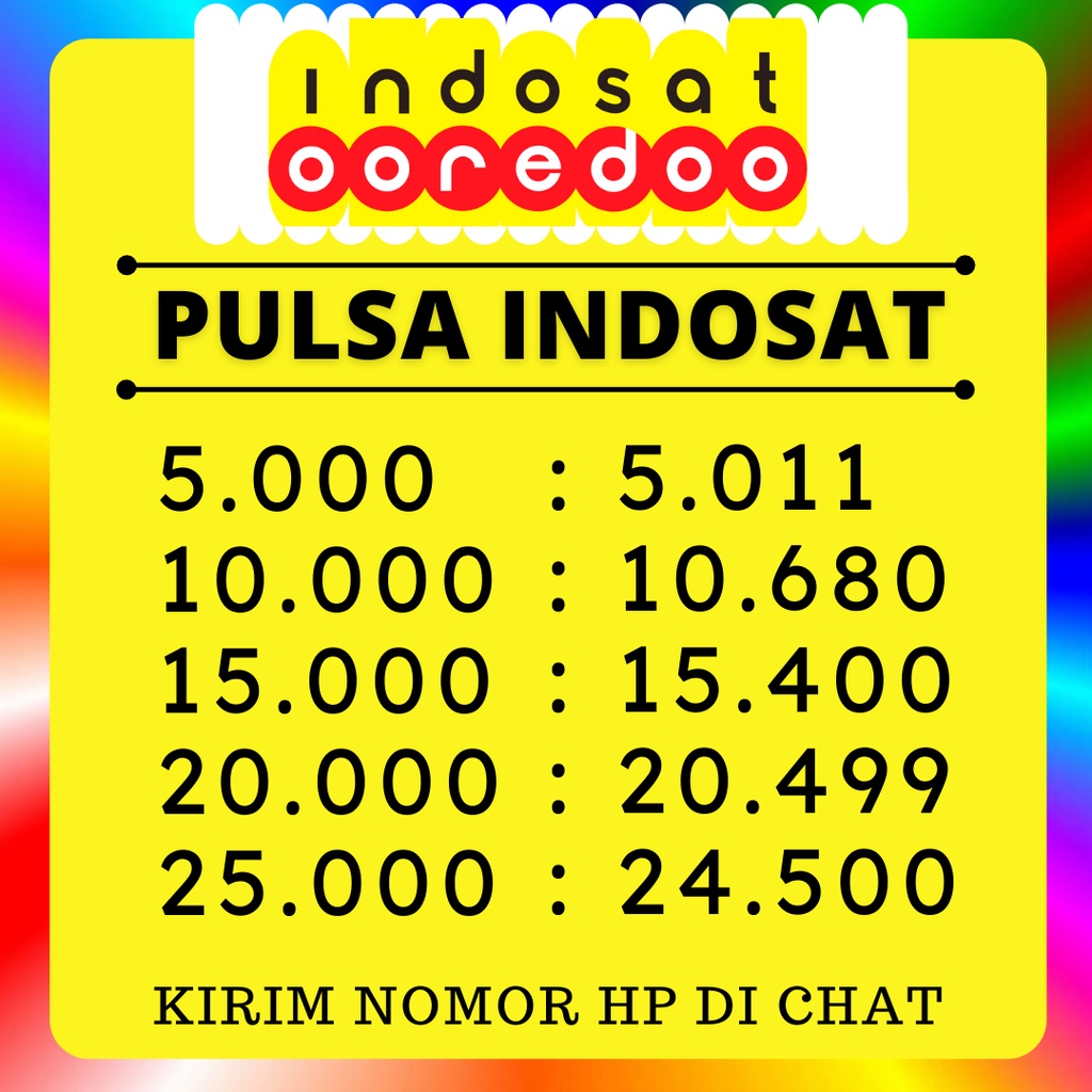 Jual Proses Cepat PULSA INDOSAT 5000 5K 10K 12K 15K 20K 25K im3 M3 ...