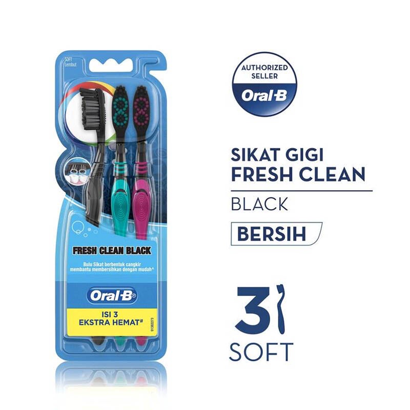 Jual ORAL-B Sikat Gigi Toothbrush Fresh Clean Black Soft 3pcs | Shopee ...