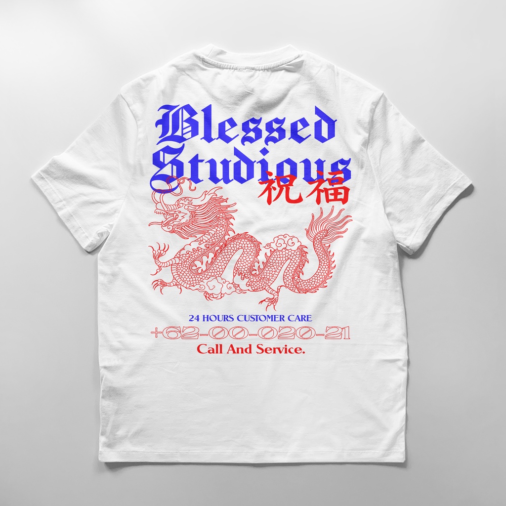 Jual Blessed Studious Dragon Style T-Shirt Kaus White 20s | Shopee ...