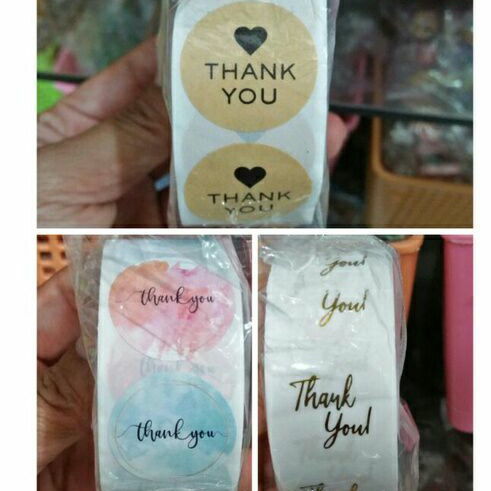 Jual Sticker Label Thank you 1,5 cm Toples Kue Kering/Kemasan Cake ...