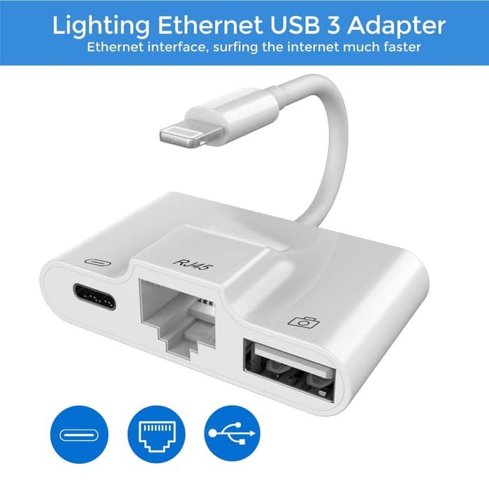 Jual ios Lightning to LAN Ethernet RJ45 USB ( 3 Adapter ) | Shopee ...