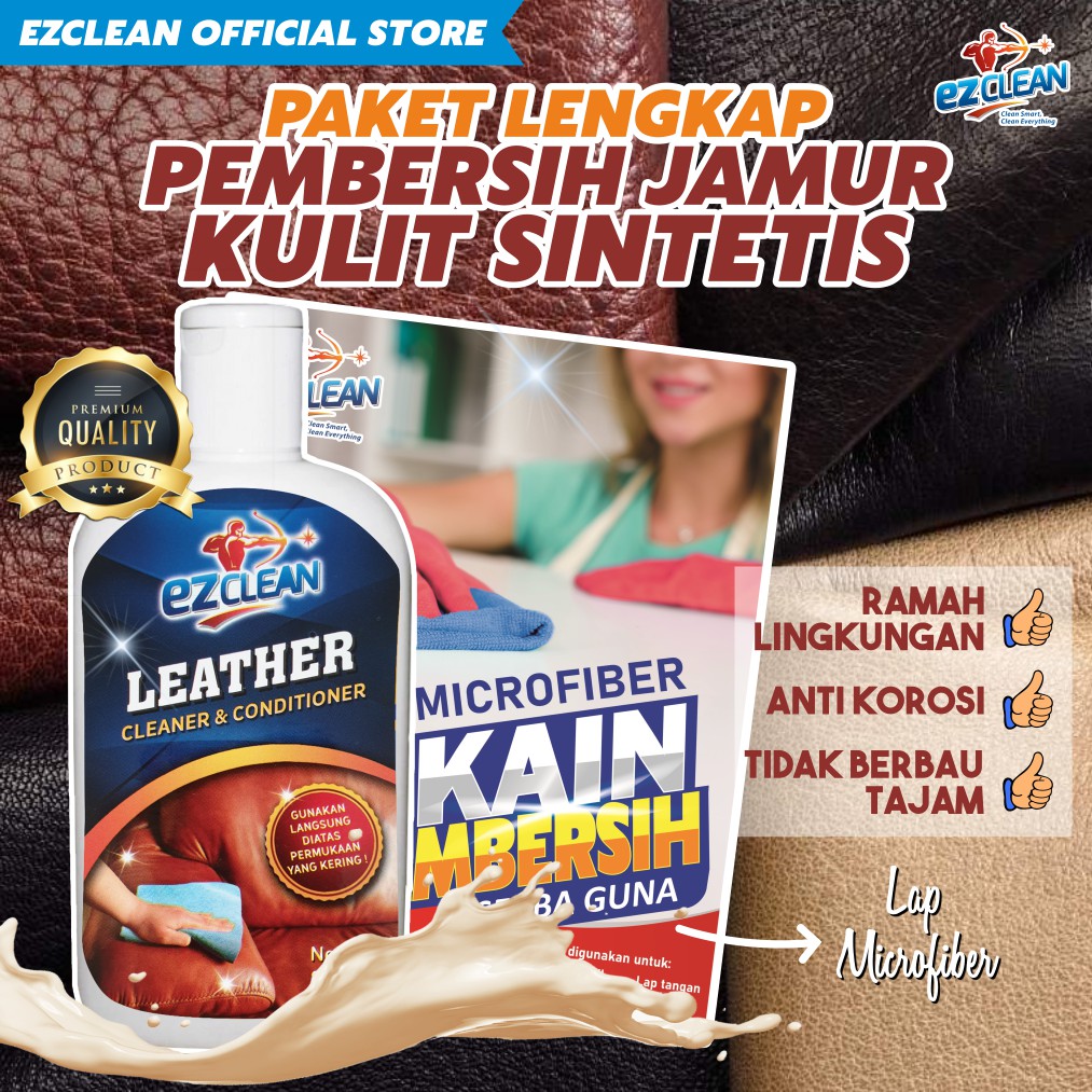Jual EZCLEAN PAKET PEMBERSIH PERABOT KULIT SINTETIS / LEATHER CLEANER ...