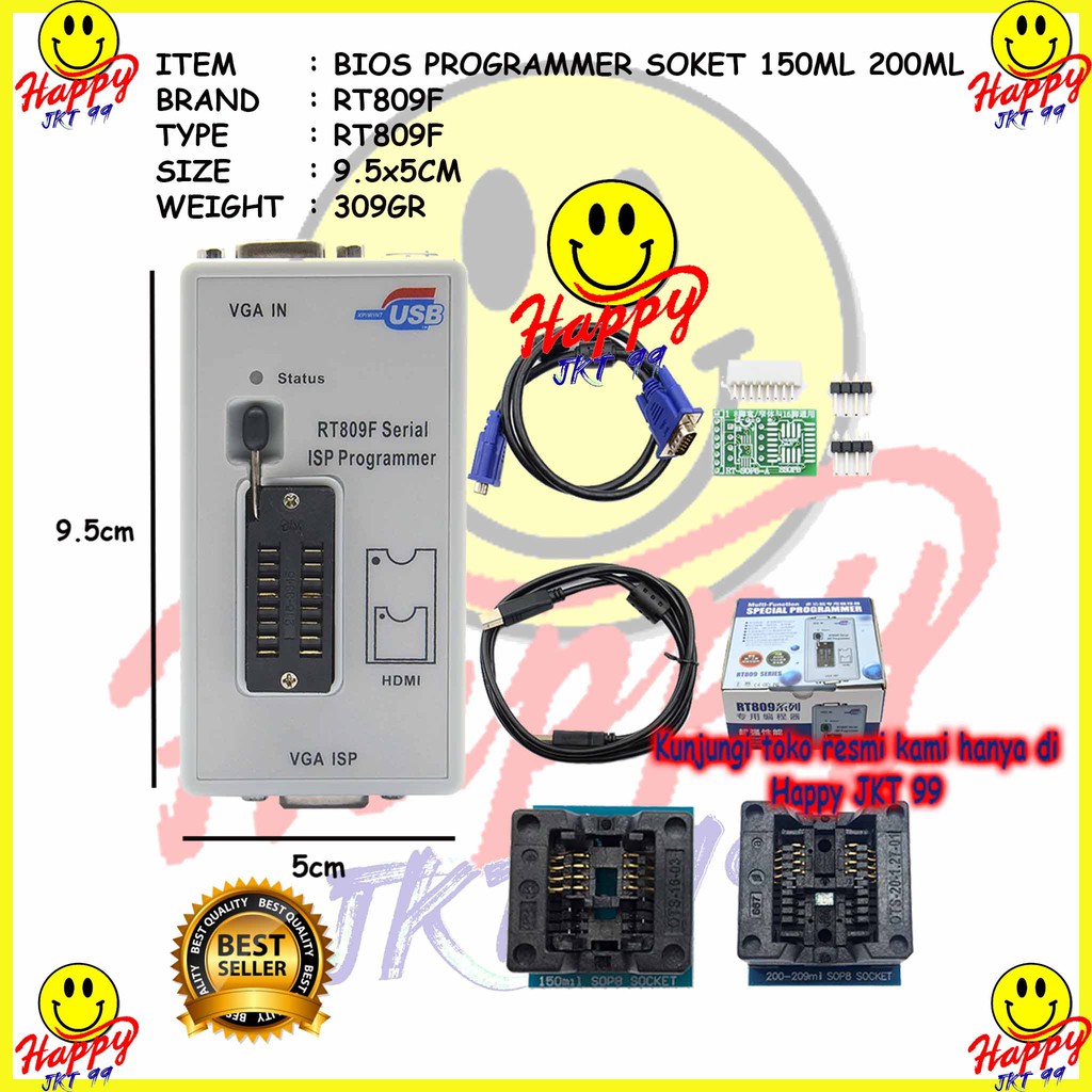 Jual [ HAPPY JKT 99 ] FULLSET ALAT FLASH BIOS PROGRAMMER RT809F RT 809 ...