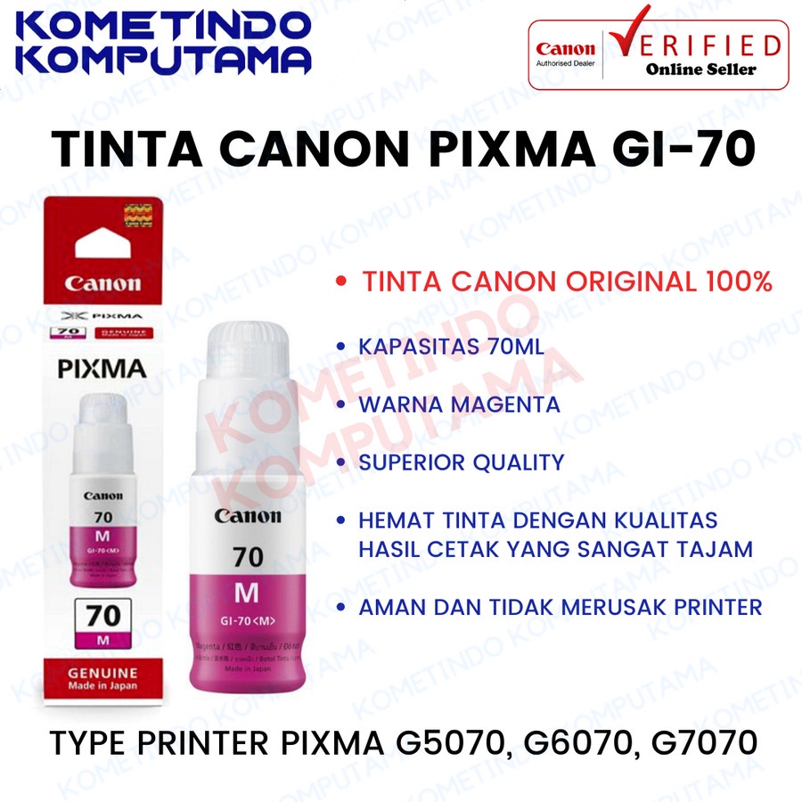 Jual Box GI-70 MAGENTA 70ml Tinta Botol Canon Pixma Original GI70 MERAH 100% ORIGINAL / G5070 ...