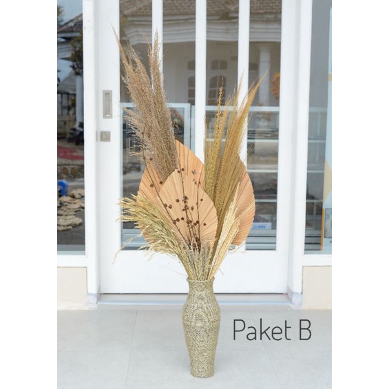 Jual Paket Lengkap Bunga Kering Premium + Vas Guci / Pot Mendong T50 ...