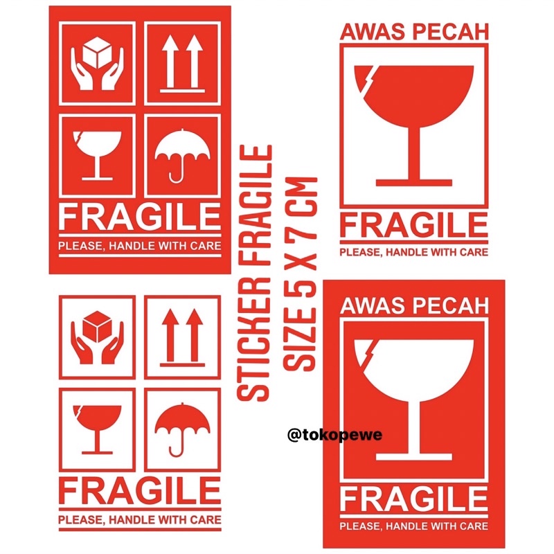 Jual (PER PCS) Sticker Fragile 5x7 cm / Stiker Pengiriman/ Sticker ...
