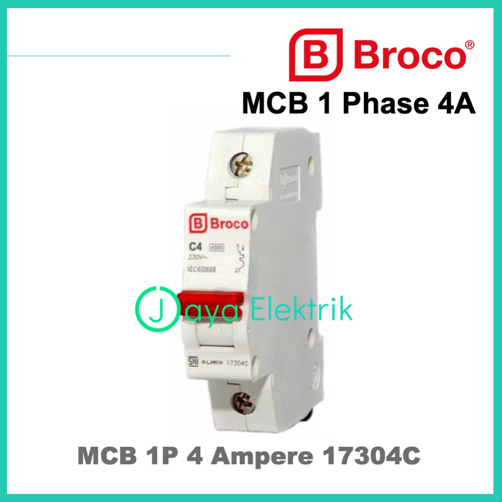 Jual MCB BROCO 4A 1P Pemutus Arus 1 Phase 4 Ampere 900 Watt SNI ...
