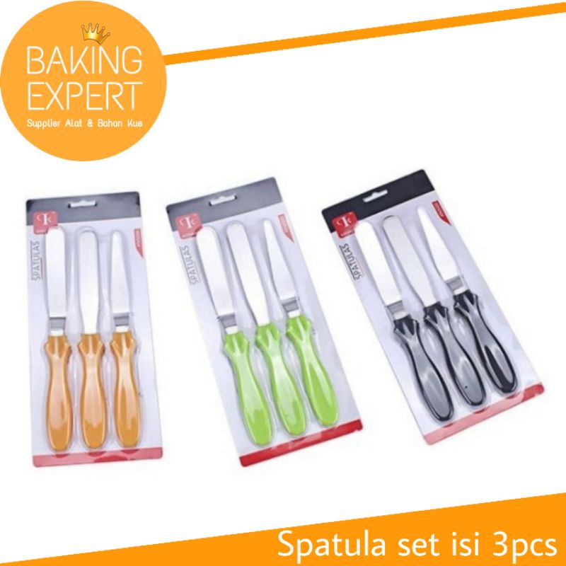 Jual Spatula set stainless isi 3 spatulla oles buttercream scrapper ...