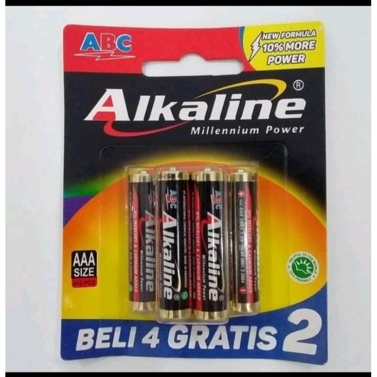 Jual Baterai ABC Alkaline AAA A3 isi 6 pcs | Shopee Indonesia