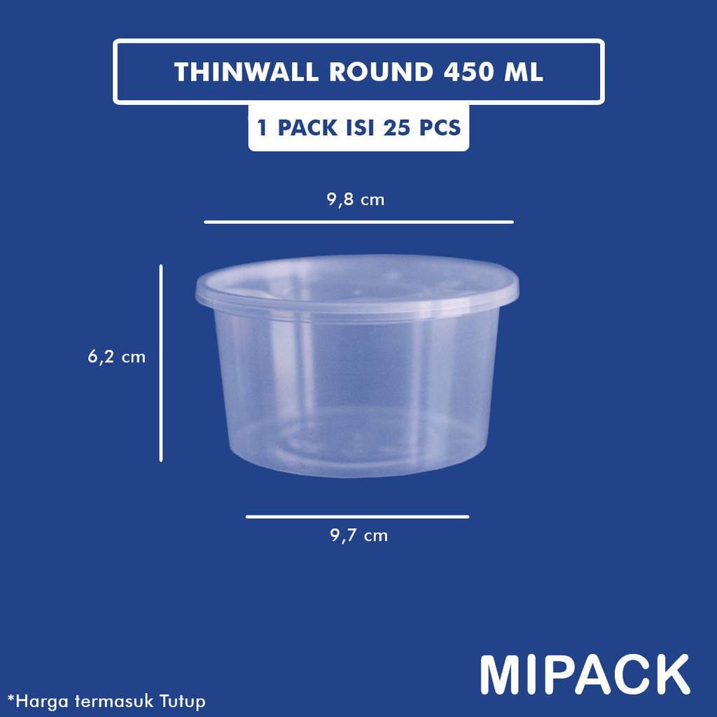 Jual Thinwall Round 450 ml | 1 Pack isi 25 PCS | Thinwall Bulat | Wadah ...
