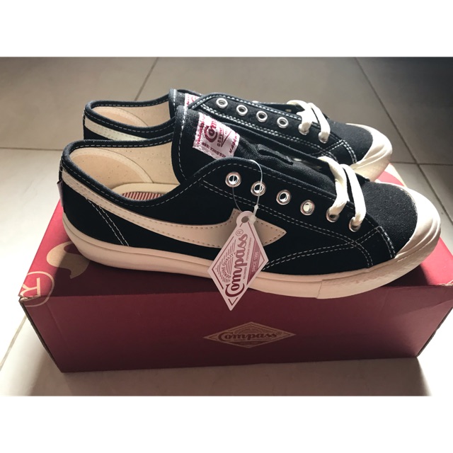 Jual sepatu compass gazelle low black white | Shopee Indonesia