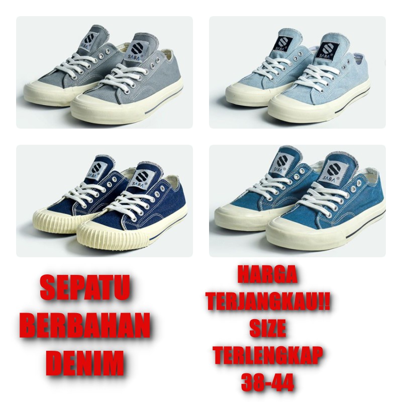 Jual SEPATU SABA LOW DENIM (SEPATU BAHAN DENIM) | Shopee Indonesia