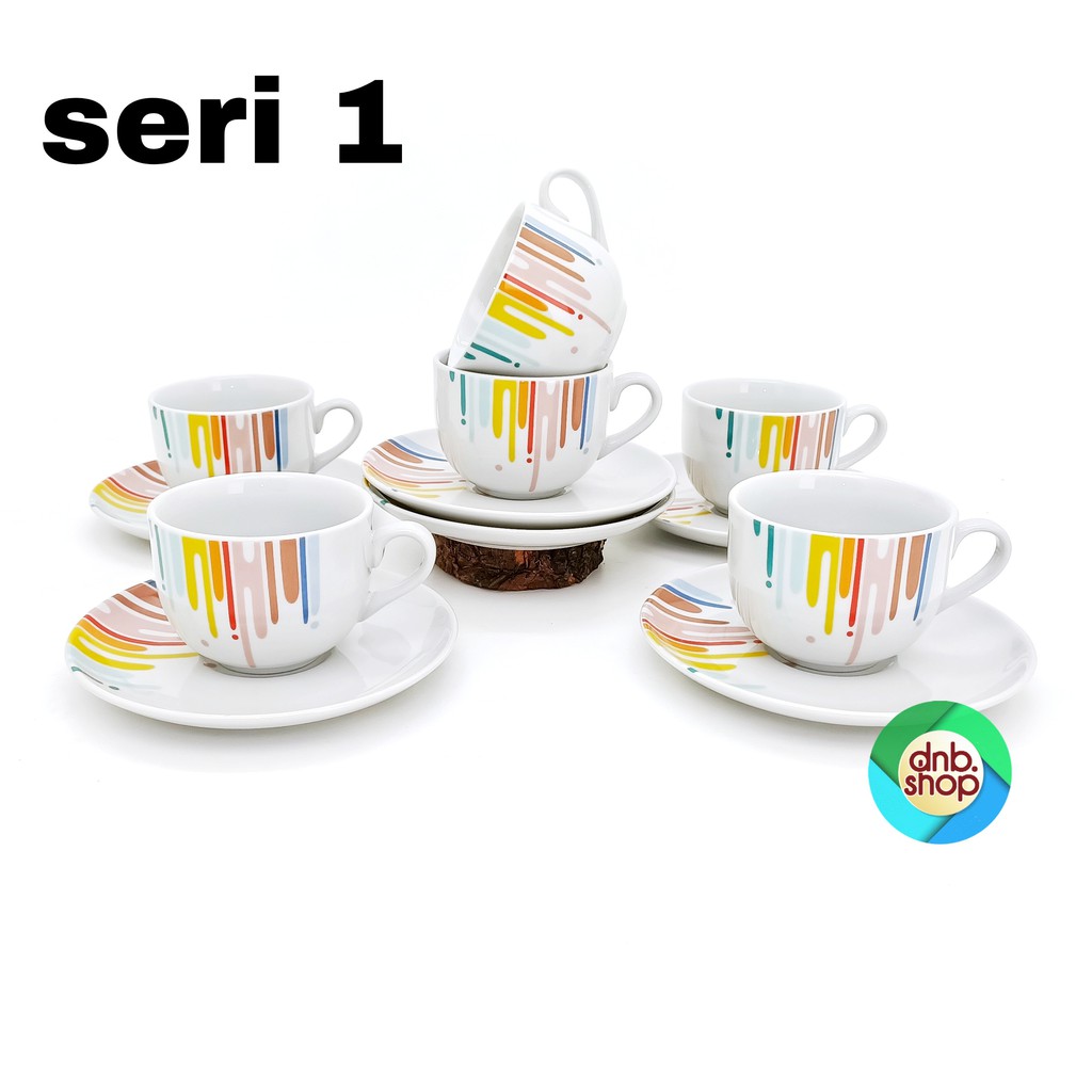 Jual 6 Pasang Cangkir Set / Cangkir + Saucer Kopin Motif RAINBOW ...