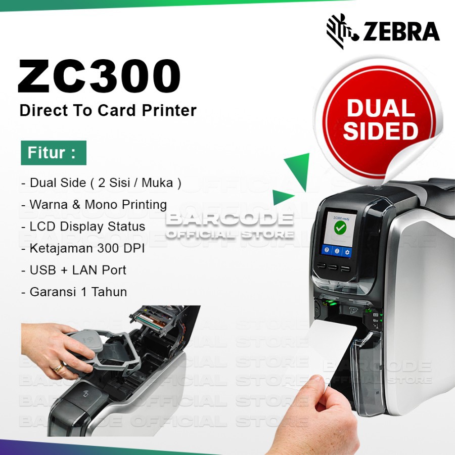 Jual ID CARD PRINTER KARTU ZEBRA ZC300 PENGGANTI ZXP SERIES 3 DUAL SIDE | Shopee Indonesia
