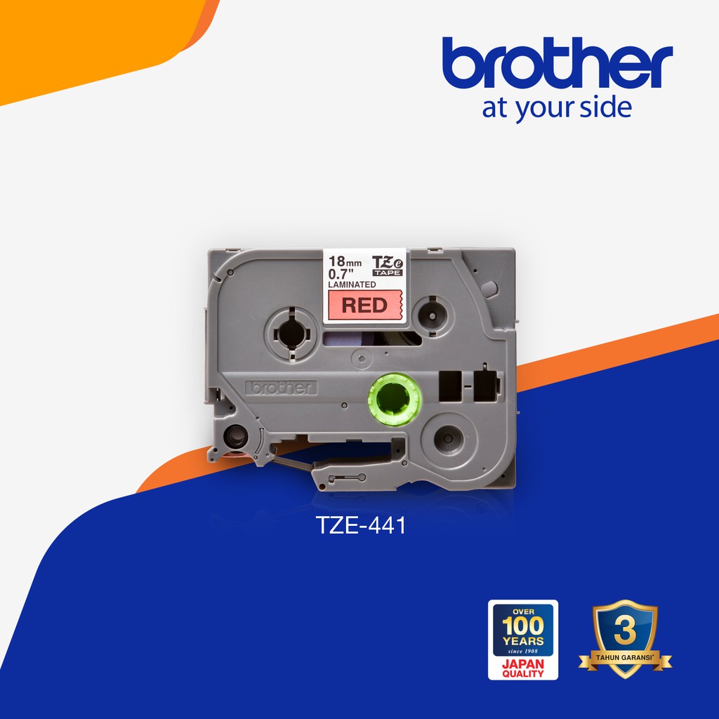 Jual Brother Label Tape TZE-441 Black on Red Laminated Tapes 18mm ...