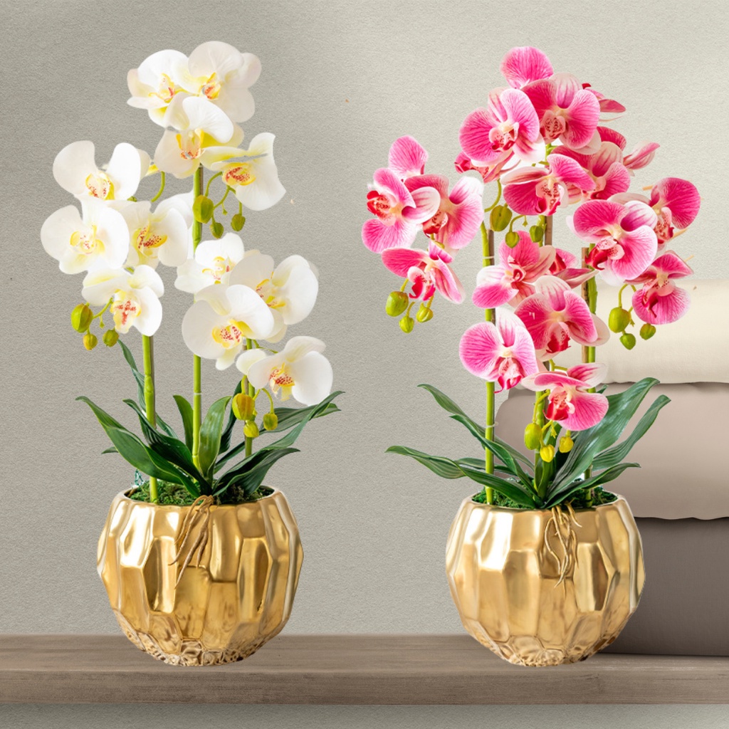 Jual Luxury Gold Orchid Flower Vase / Pajangan Bunga Anggrek Besar ...