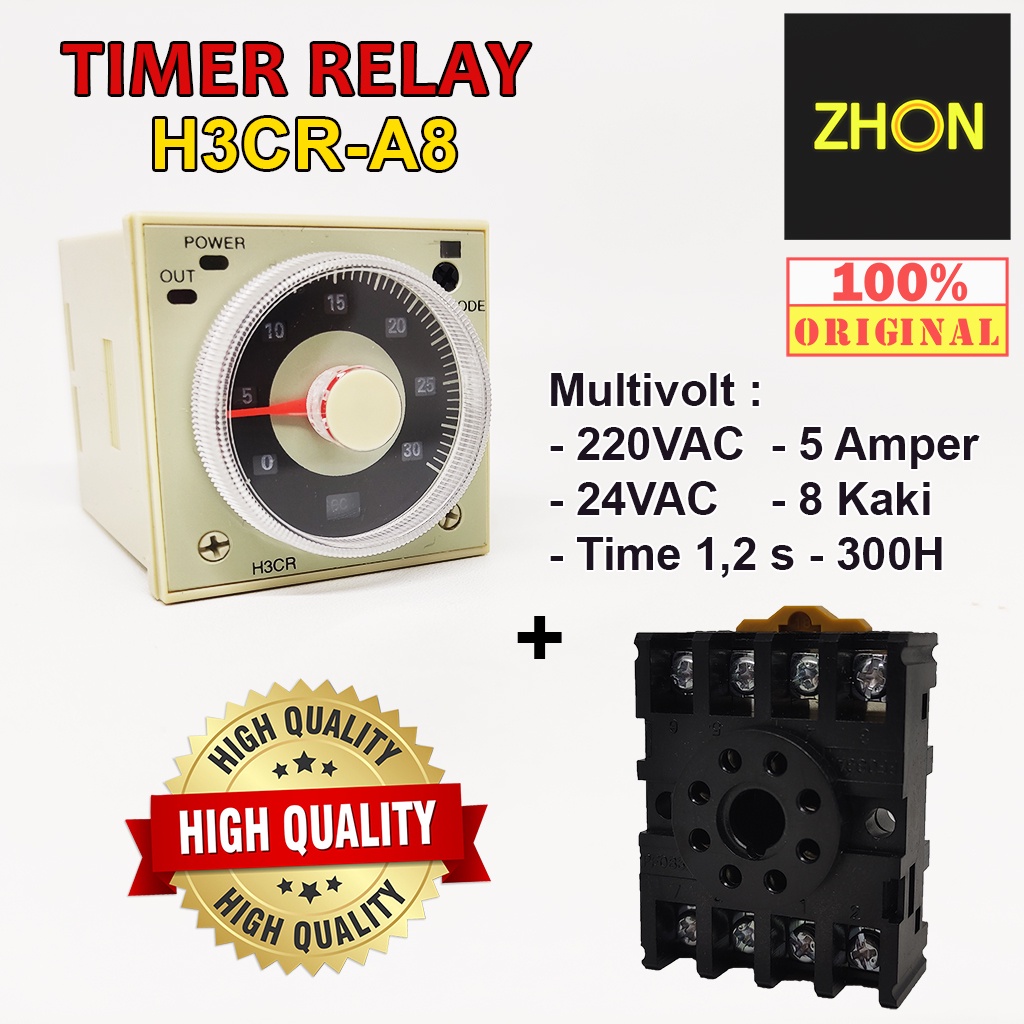 Jual TIMER ZHON H3CR-A8 220V 8 PIN+SOKET | Shopee Indonesia