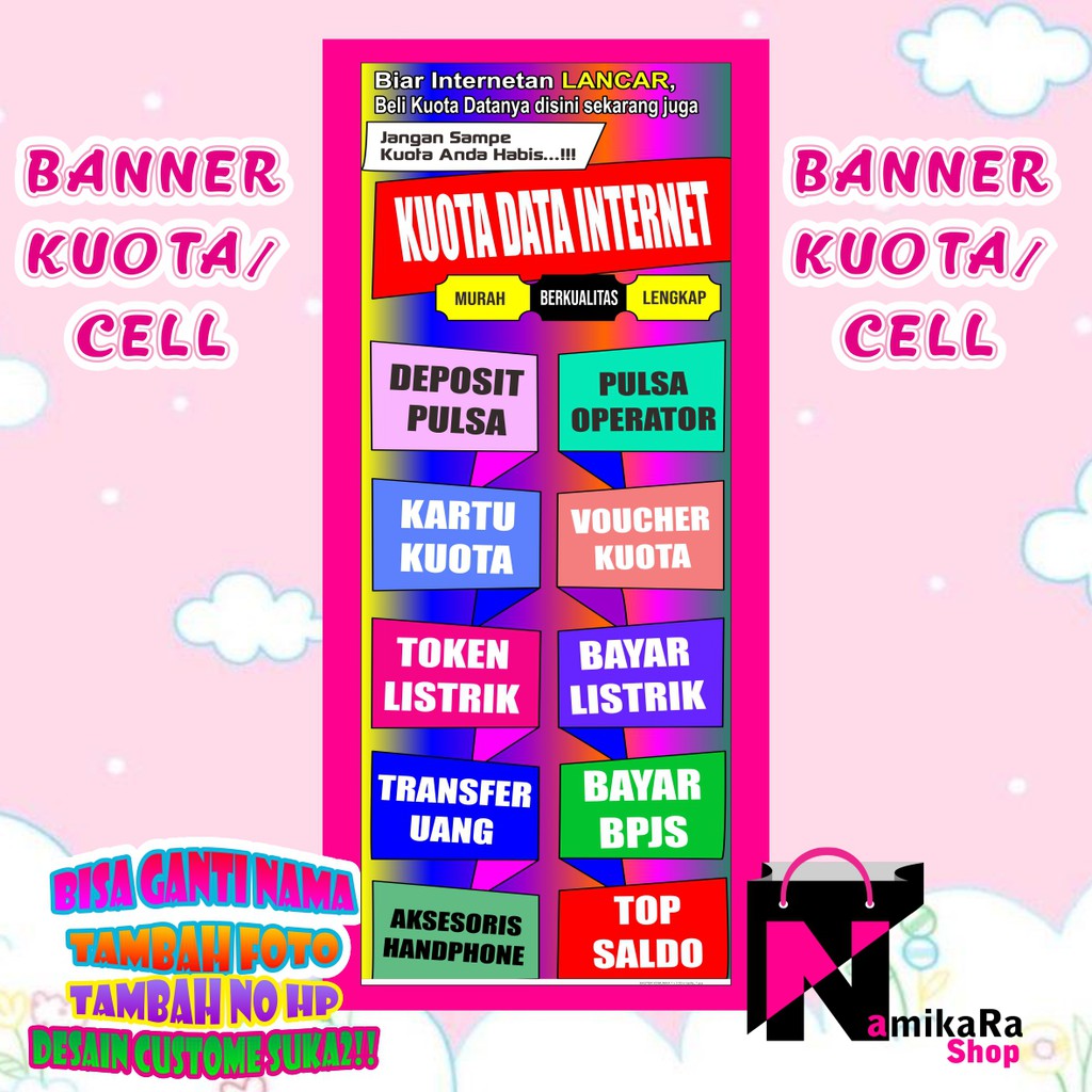 Jual Spanduk Banner Konter Pulsa Cell Seluler / Banner Jual Pulsa ukuran 1,6x0,6m TERMURAH ...