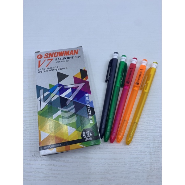Jual Ballpoint Pulpen Cetek Semi Gel Snowman V7 Hitam | Shopee Indonesia