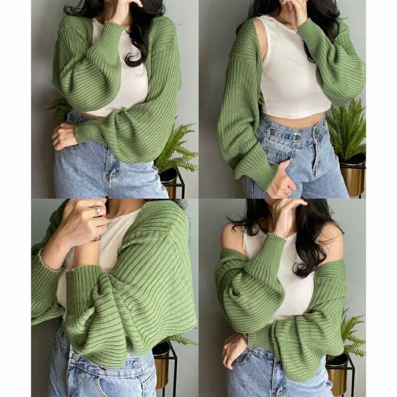 Jual LIAM Oversize Crop Cardigan - Bolero Cardy Rajut | Shopee Indonesia