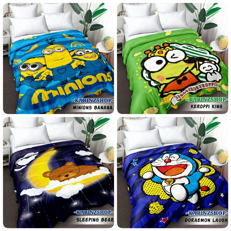 Jual Selimut Internal 160x200 Doraemon Laugh/Minions Banana/Keroppi ...