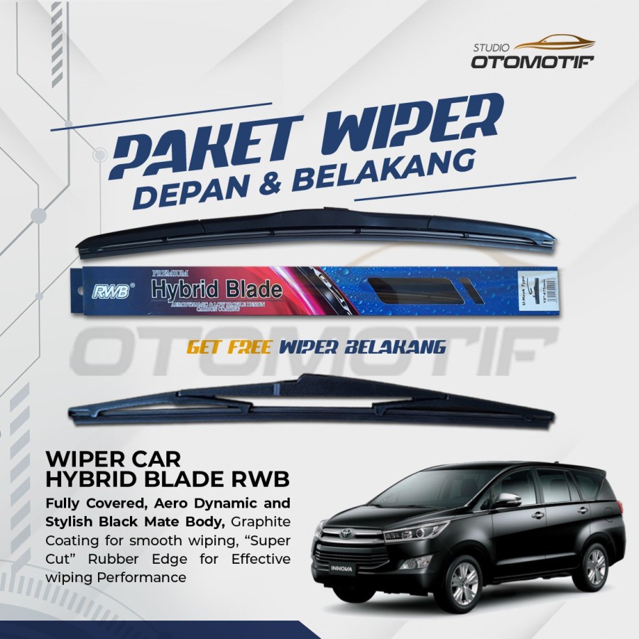 Jual Paket Depan Belakang Wiper INNOVA REBORN 2016-2022 RWB Hybrid 3PCS ...