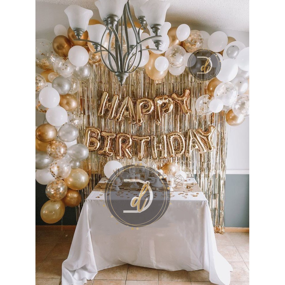 Jual DDBALLOONS PAKET ULANGTAHUN TEMA GOLD PUTIH SILVER CONFETTI 98 ...