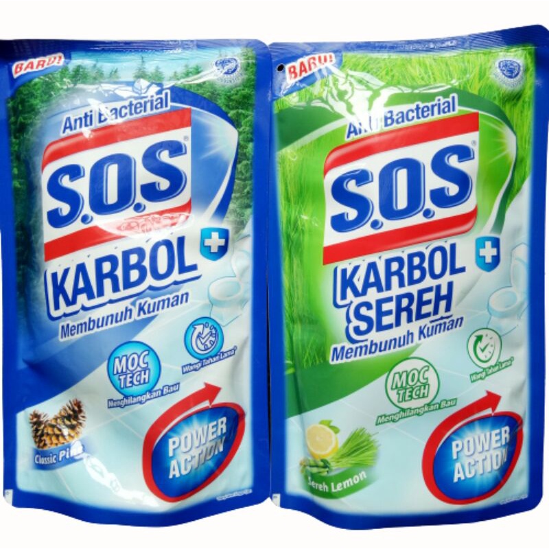 Jual SOS Karbol Sereh Anti Bacterial Classic / Lemon 700/725ml | Shopee ...