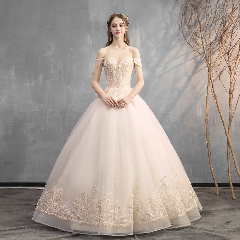 Jual Gaun Pengantin 1910034 Cream Sabrina Wedding Dress Gown | Shopee ...
