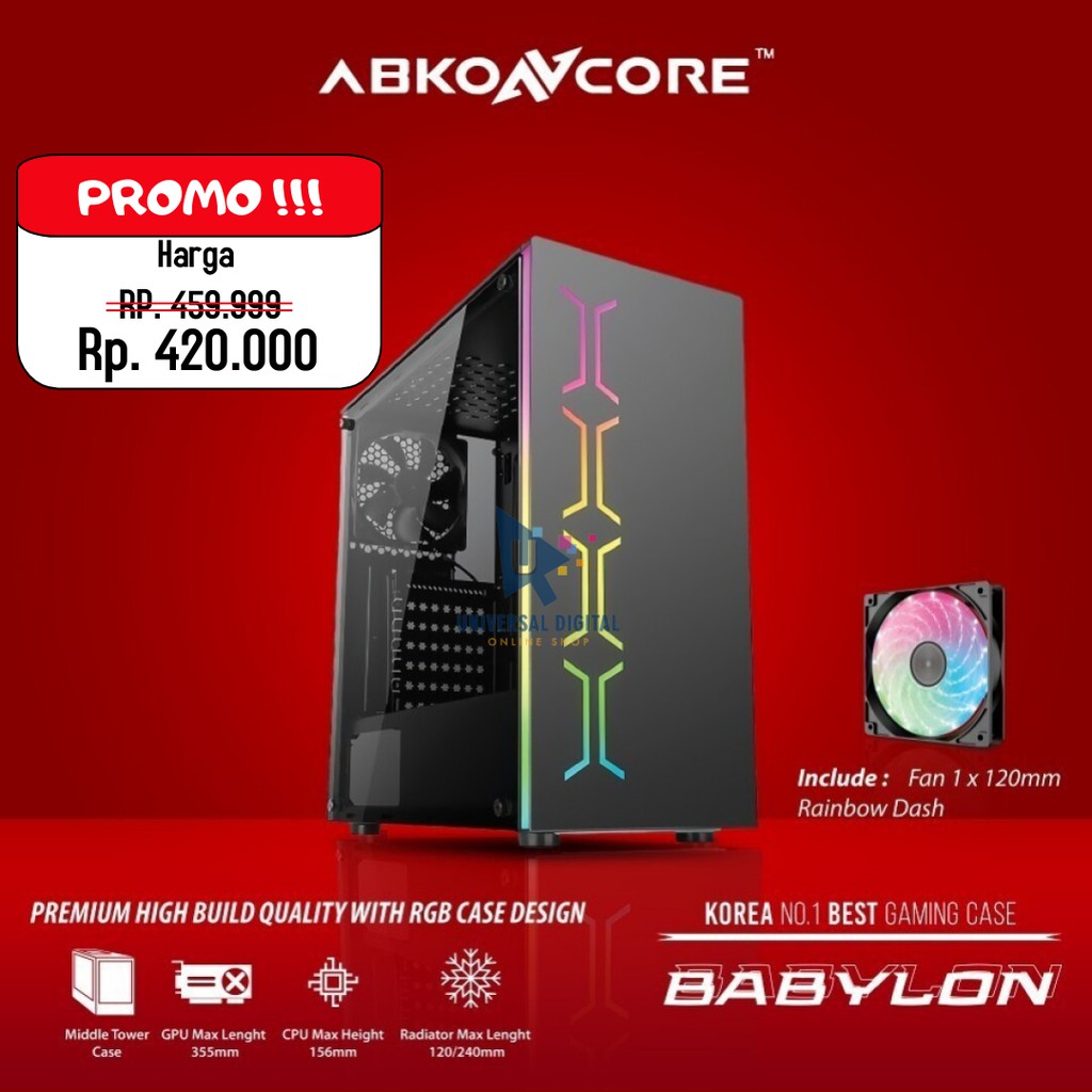 Jual CASING PC / CASE CPU ATX ABKONCORE BABYLON RGB | Shopee Indonesia
