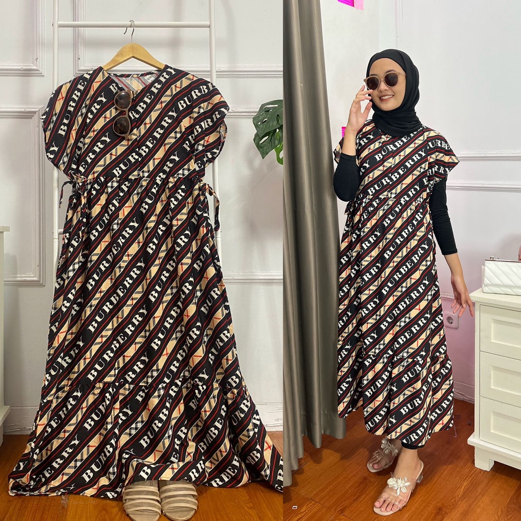 Jual Aurell Daster Remaja Midi Dress Motif Terbaru Model Tali Samping ...