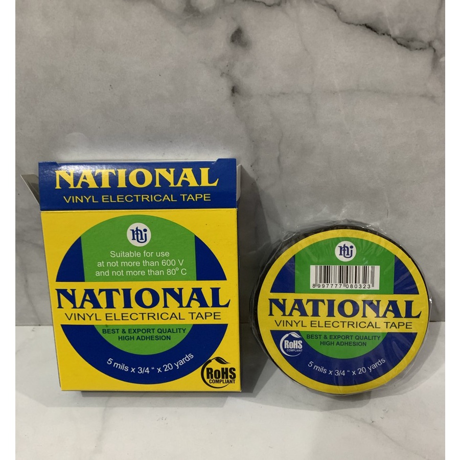 Jual National Tape Isolasi Listrik Hitam 3/4 " 20 Yards | Shopee Indonesia