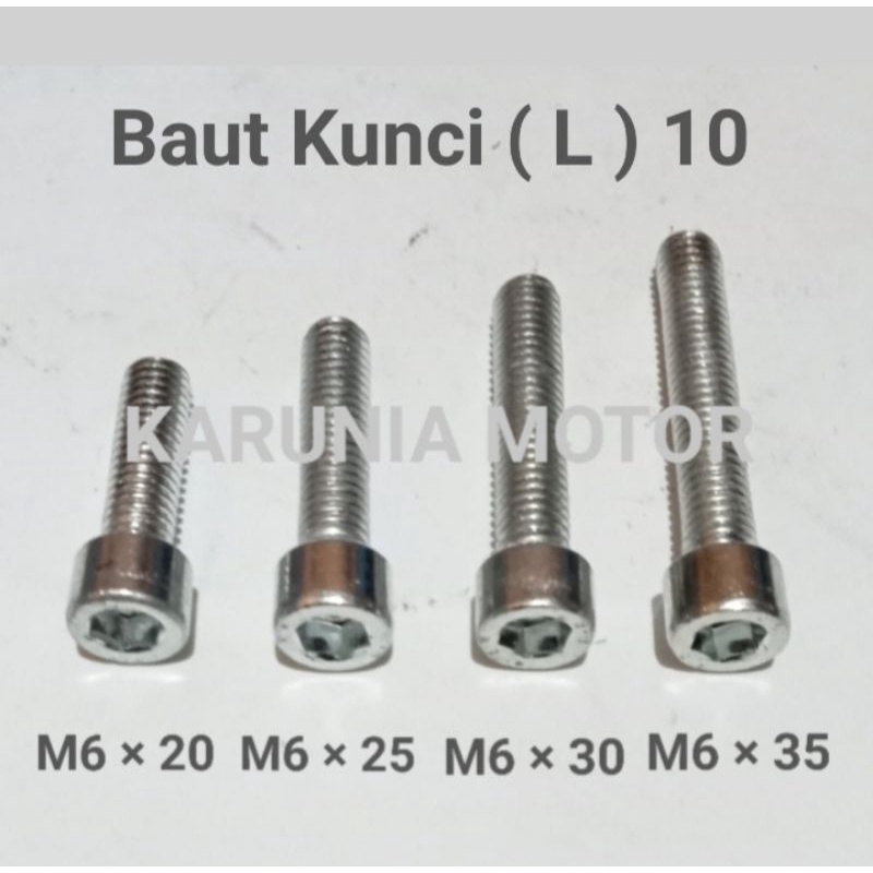 Jual Baut Kunci L 10 ukuran M6× 20 / M6 × 25 / M6 × 30 / M6 × 35 | Shopee Indonesia