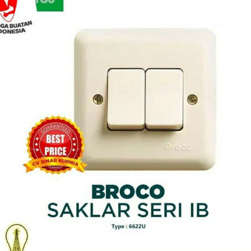 Jual Saklar Merk Broco 6622U Seri IB Warna Cream | Shopee Indonesia