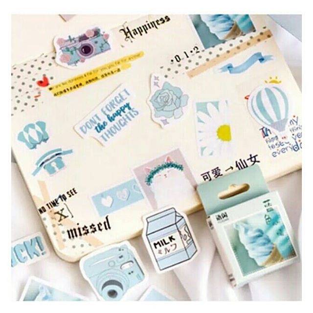 Jual 50Pcs Sticker Soft Blue Sticker / Sticker Scrapbook /Sticker ...