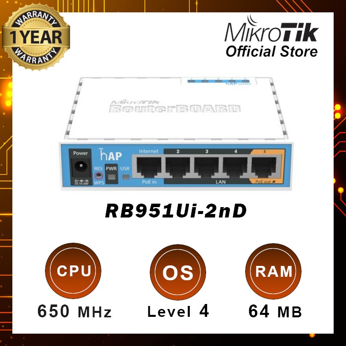 Jual MikroTik RouterBoard RB951Ui-2ND (hAP) | Shopee Indonesia